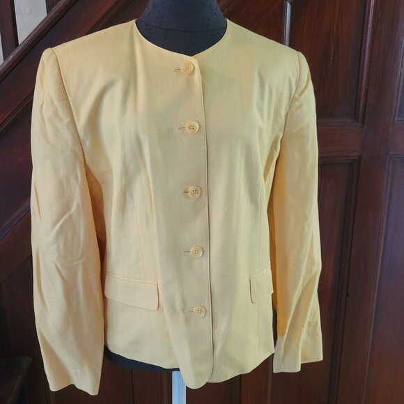 Talbots | Jackets & Coats | Talbots Womens Yellow Cotton Linen Blend ...
